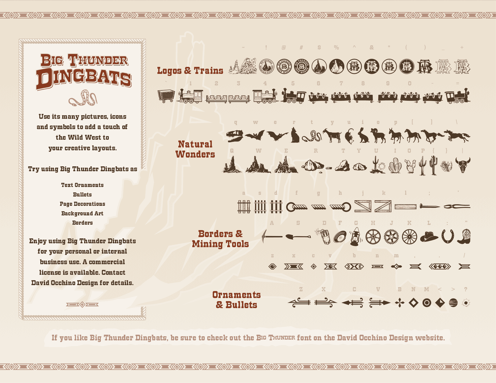 Big Thunder Dingbats Keystroke Map