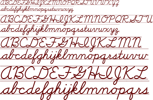 School™ Manuscript LOE Font Information and Type Samples